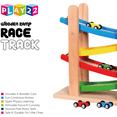 Play22USA Wooden Kids Racer - 4 Level Toy Car Ramp with 4 Cars - Great ...