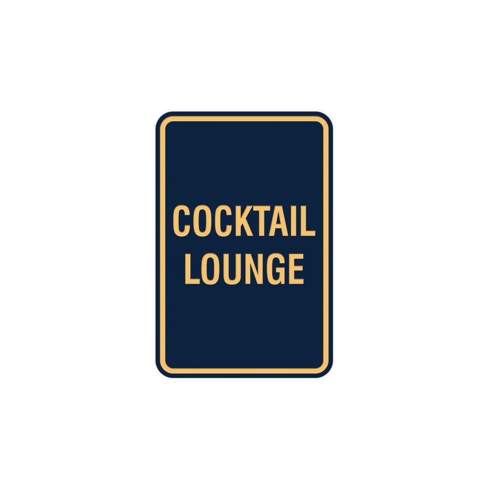 Portrait Round Cocktail Lounge Sign (Navy Blue/Gold) - Large 6" x 8 ...