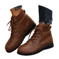 AUDeals Unisex Vintage Leather Ankle Boots Cam Moc Toe Chukka Lace Up ...