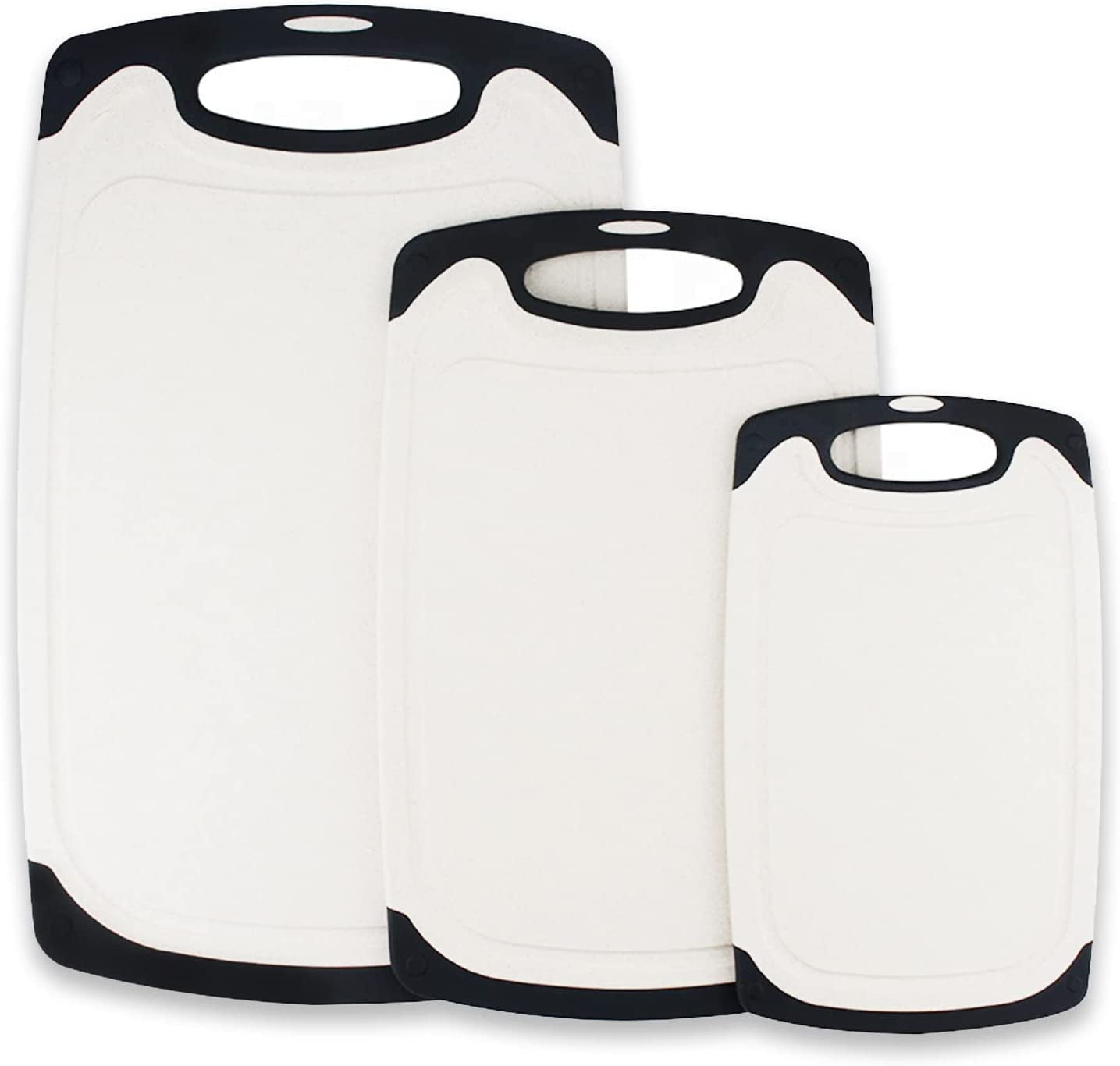 Kitchen Cutting Board Set (3 Pack) W/ Juice Groove, Non-Slip Boards for ...