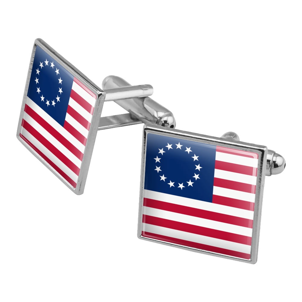Betsy Ross 1776 American Flag Square Cufflink Set - Silver or Gold ...