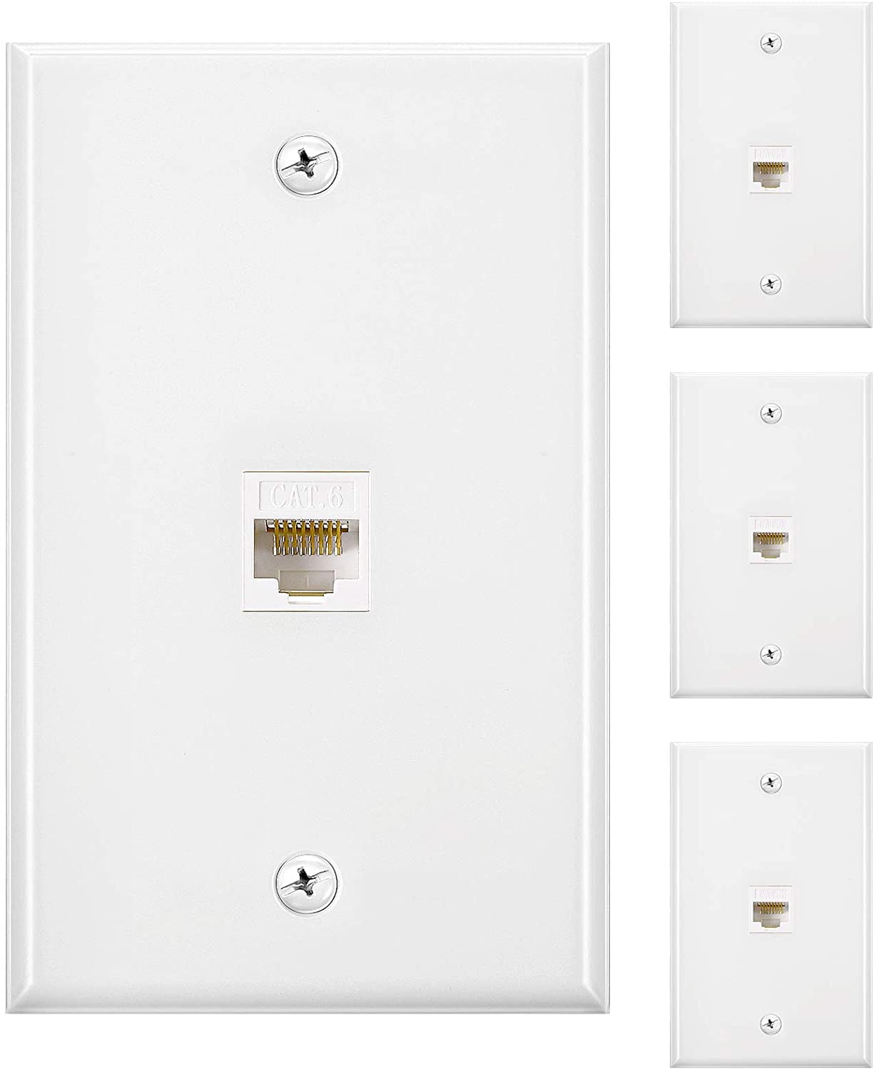 4 Pack Ethernet Wall Plate with Single Port, RJ45 Cat6 Female to Female ...