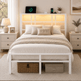 Zimtown Twin Bed Frame with Storage Headboard, LED Lights, and Charging ...
