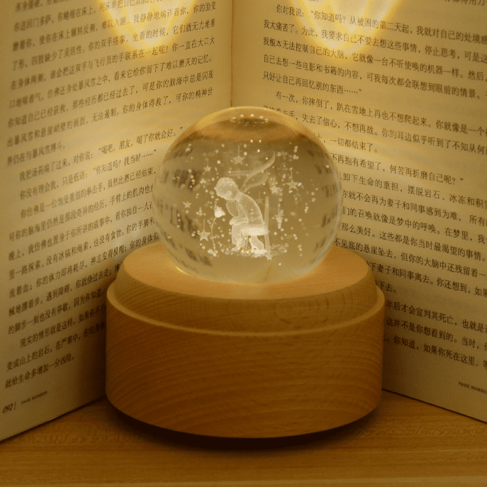 TIMPCV Music box 3d crystal ball music box moon light starry sky galaxy ...