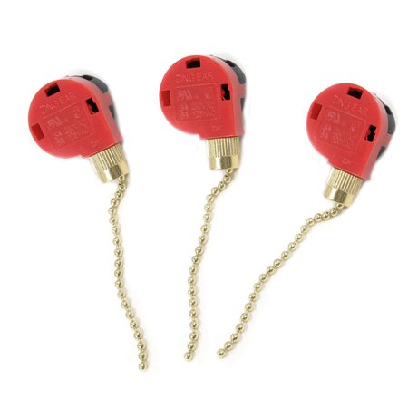 3Pcs Ceiling Fan Switch 3 Speed 4 Wire ZE-268S1 Fan Pull Chain Switch ...