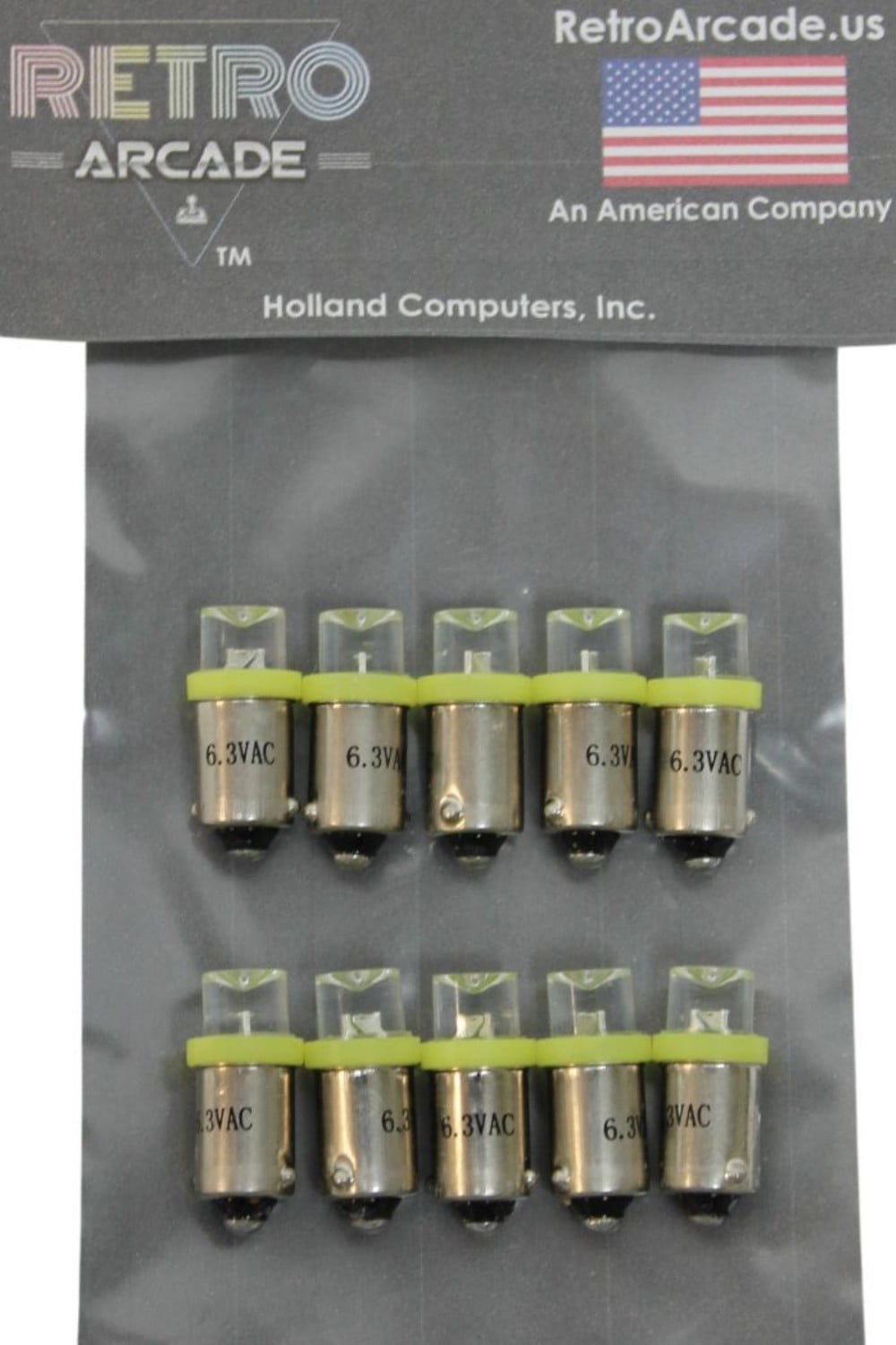 10 Pack, Yellow Pinball 6.3 Volt AC LED Round Replacement Bulbs 44/47 ...