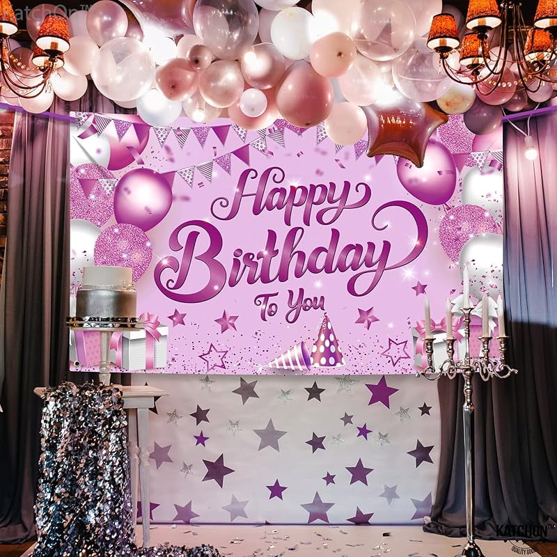 Purple Happy Birthday Banner