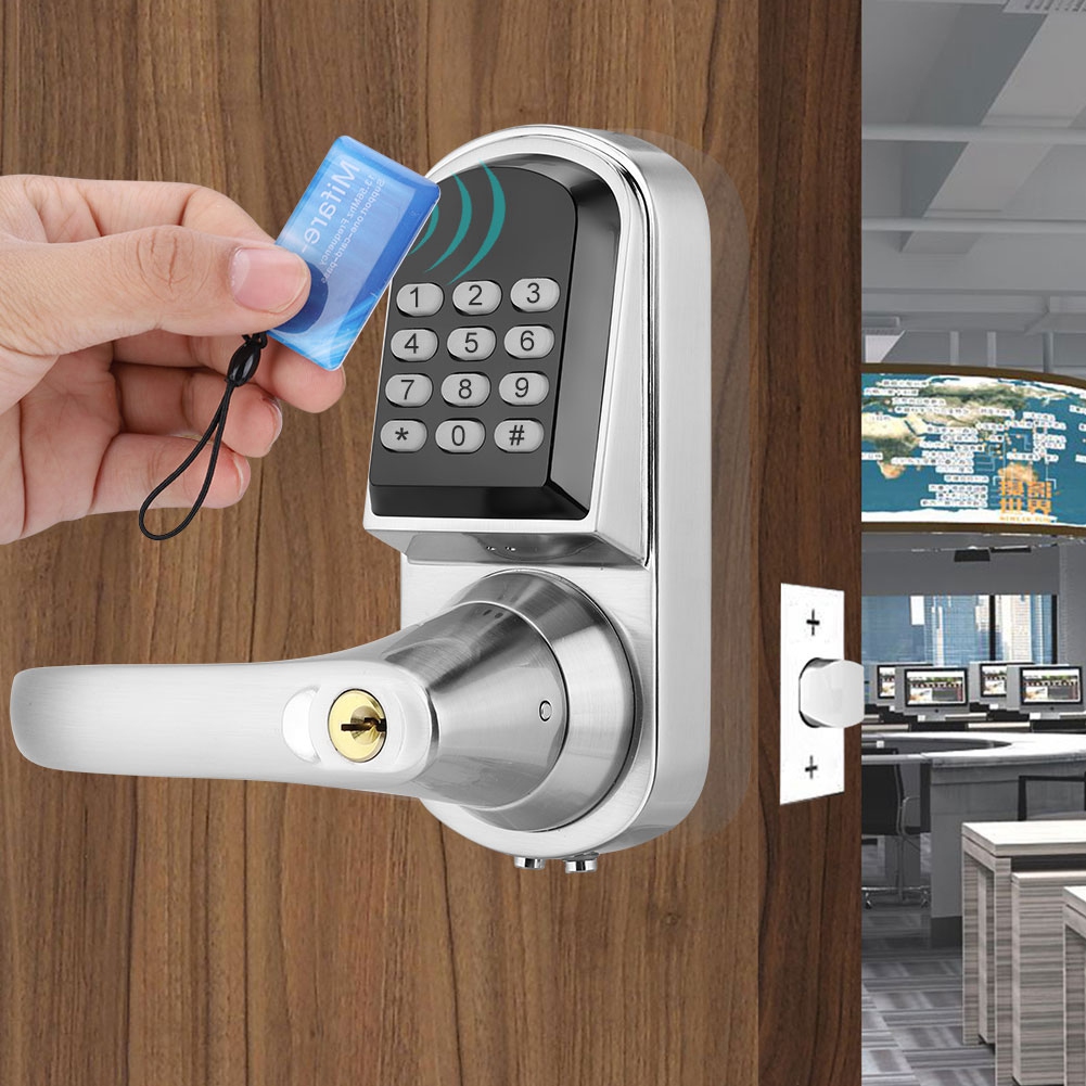 Qiilu S202MF Digital Password Mechanical Key Card Smart Door Lock Anti Qiilu S202MF Digital Password Mechanical Key Card Smart Door Lock Anti