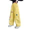 AINIYS Kids Girls Pants 3-15 Years Cargo Pants Elastic Waist Flower ...