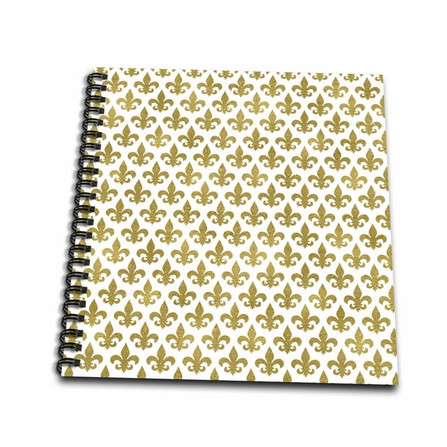 3dRose Glam Gold Fleur De Lis Pattern - Memory Book, 12 by 12-inch ...