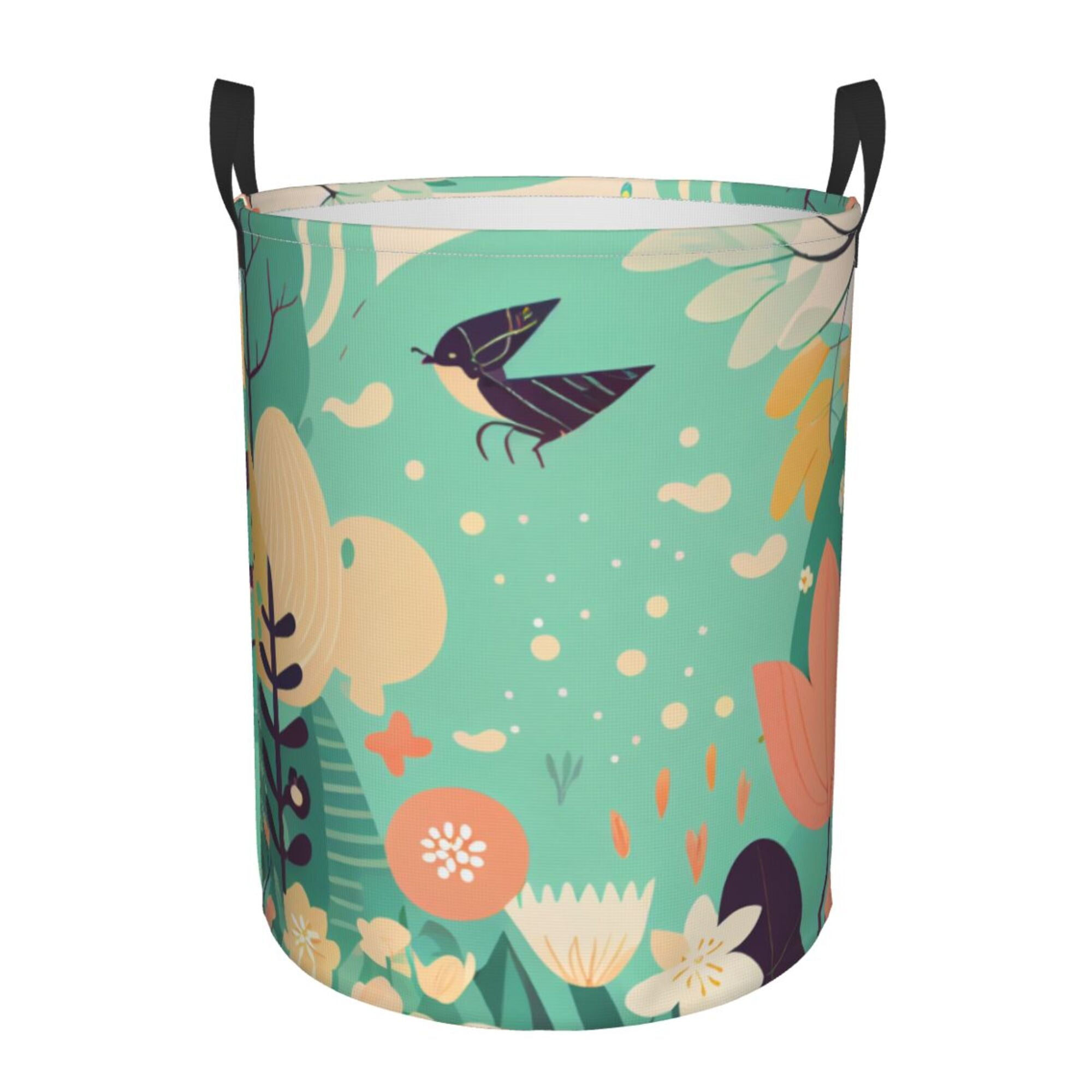 TEQUAN Waterproof Laundry Hampers, Spring Flowers Bird Easter Pattern ...