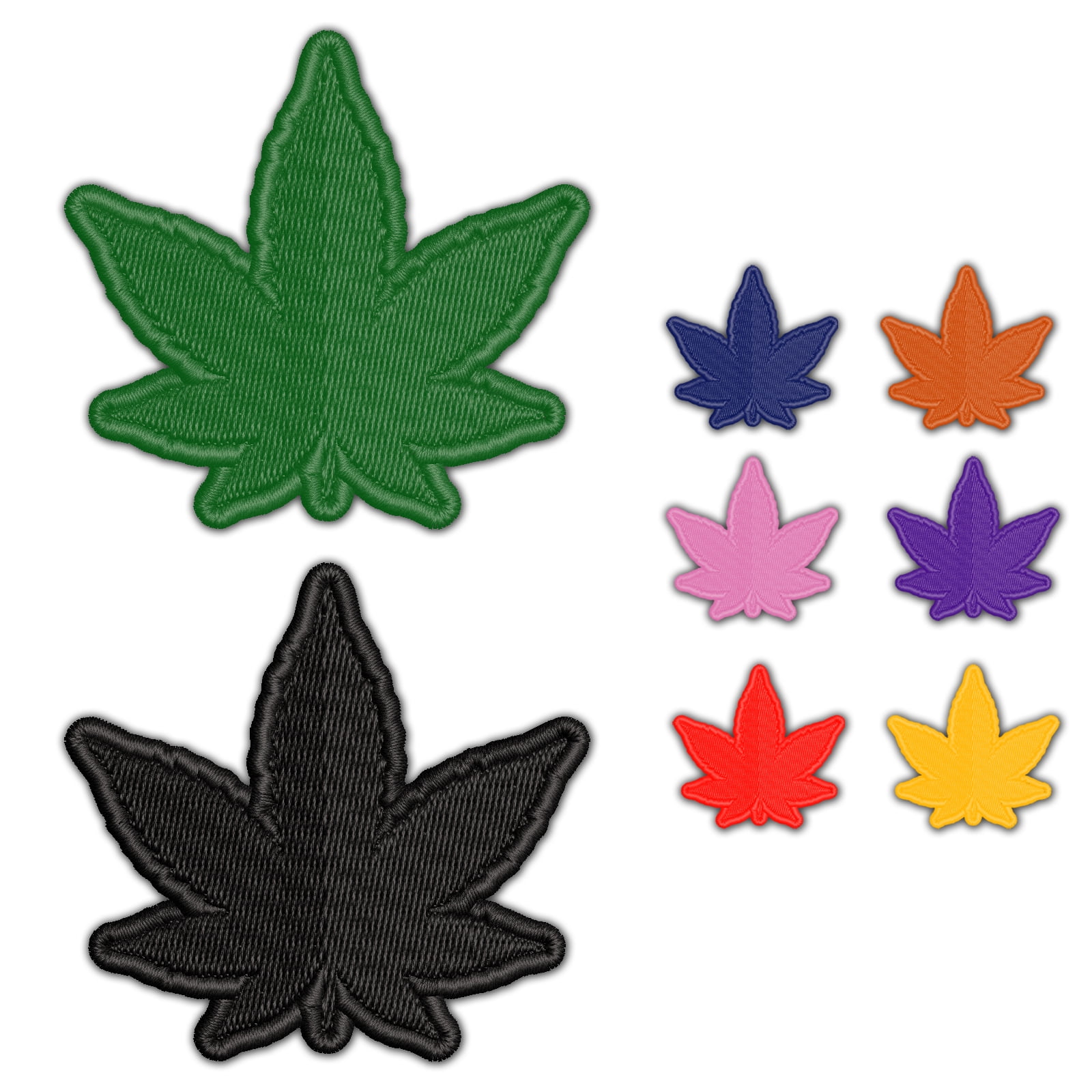 Marijuana Leaf Solid Applique Embroidered Iron-On Patch - 2.5 Inch ...