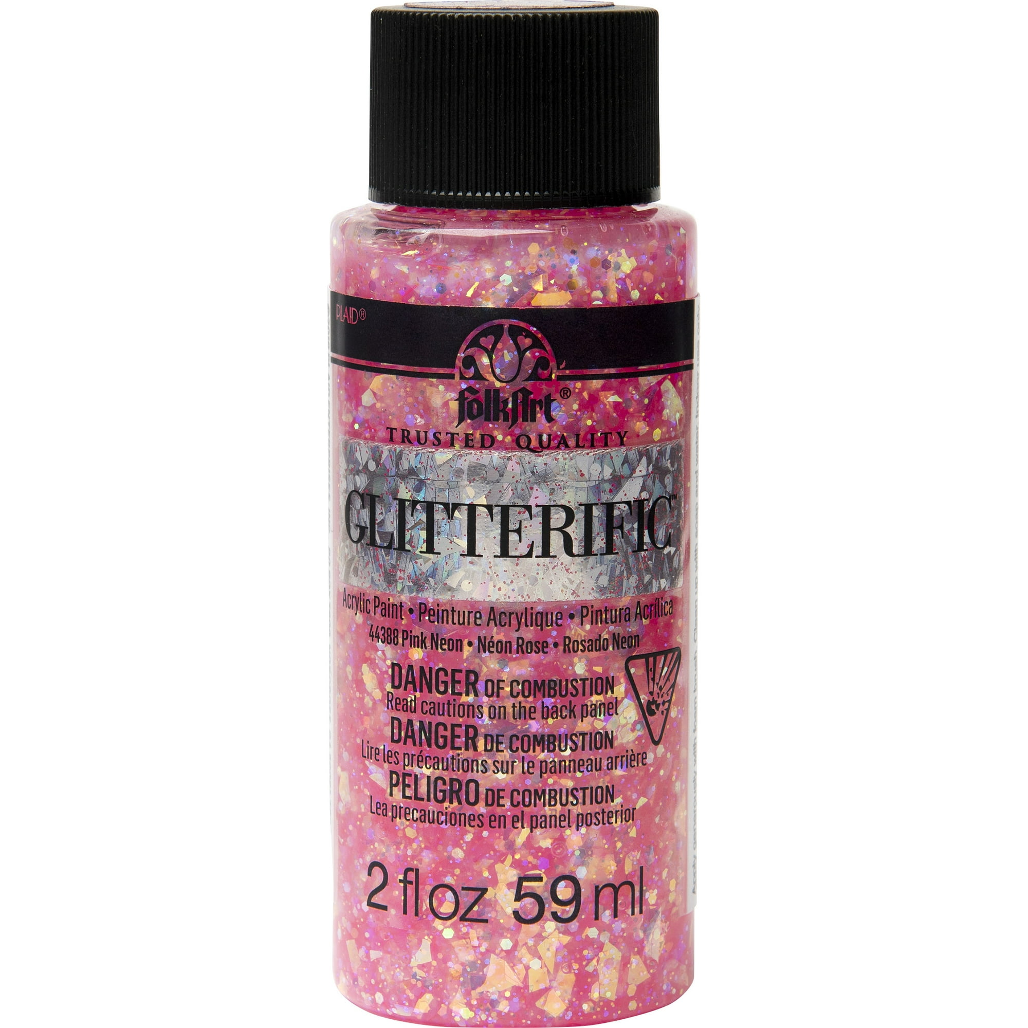 Click here for Folkart Glitterific Acrylic Paint  Pink Neon  2 Fl... prices