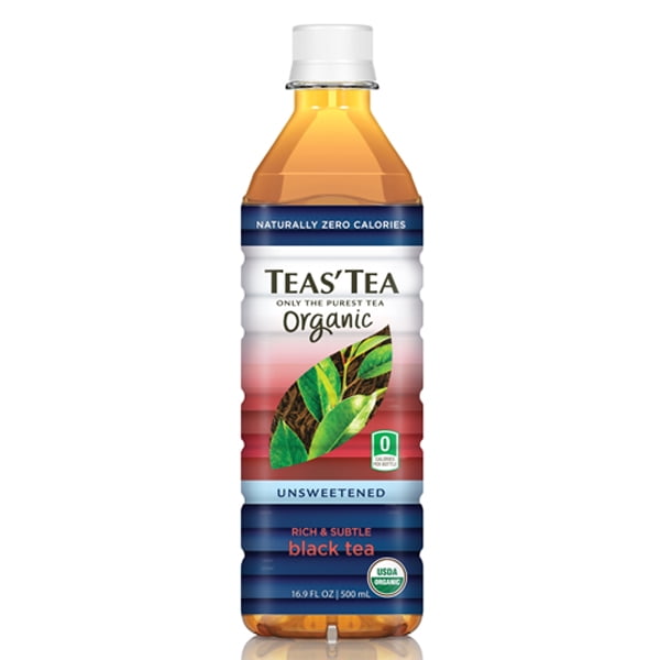 Teas' Tea Unsweetened Organic Black Tea 16.9 oz Plastic Bottles - Pack ...