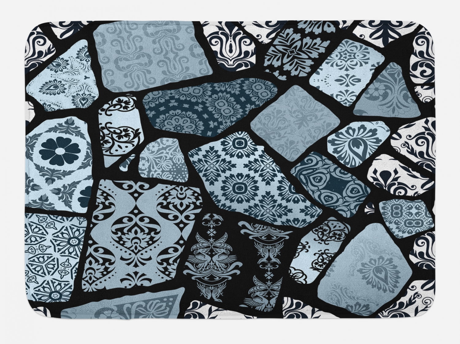 Floral Bath Mat, Modern Design with Geometrical Shapes and Patterns ...