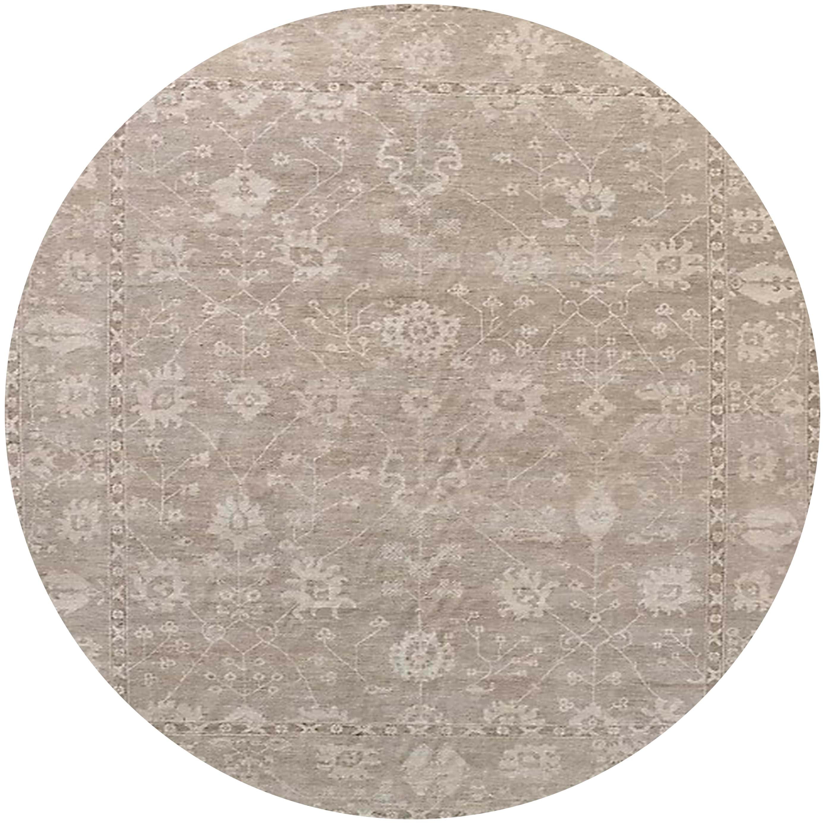 Ahgly Company Indoor Round Mid-Century Modern Camel Brown Oriental Area ...