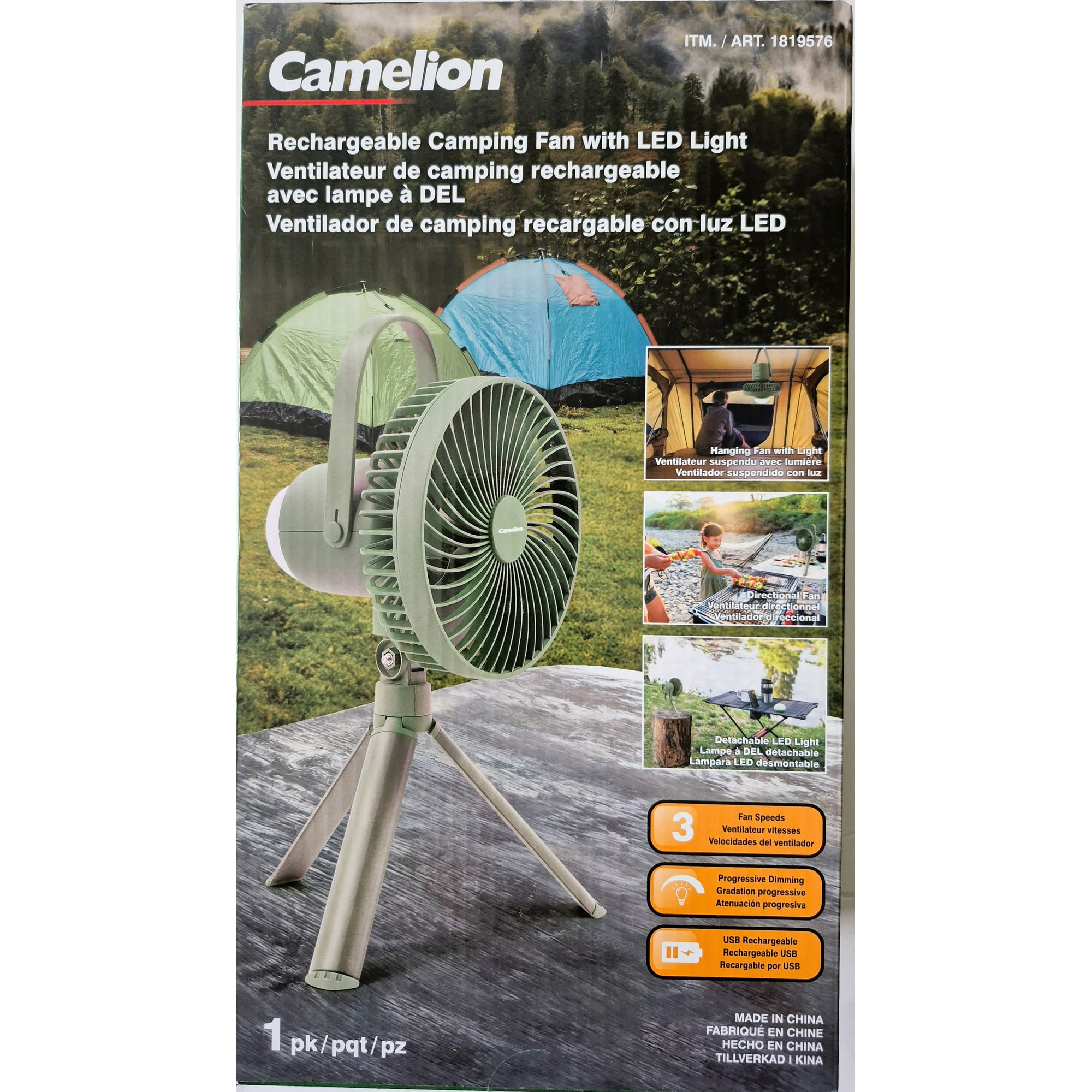 Click here for Camelion Rechargeable Camping Fan With Led Light -... prices