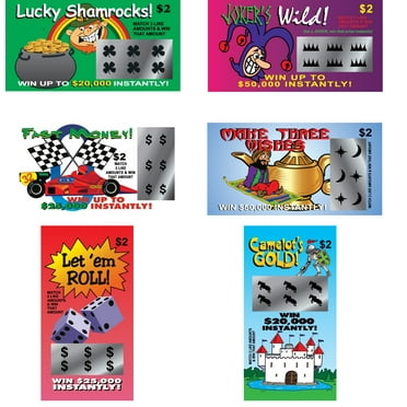 Larkmo Prank Gag Fake Lottery Tickets - 8 Realistic Scratch Off Cards ...
