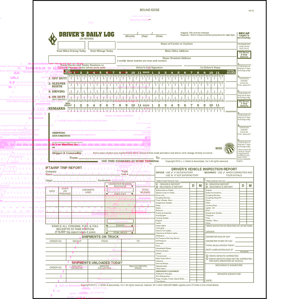 2-In-1 Driver Daily Log Book 10-pk. (Detailed DVIR & Simplified Recap ...