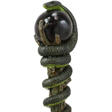 Ebros Nagini Black Orb Snake Cosplay Wand 9.5" Tall Accessory Fantasy ...
