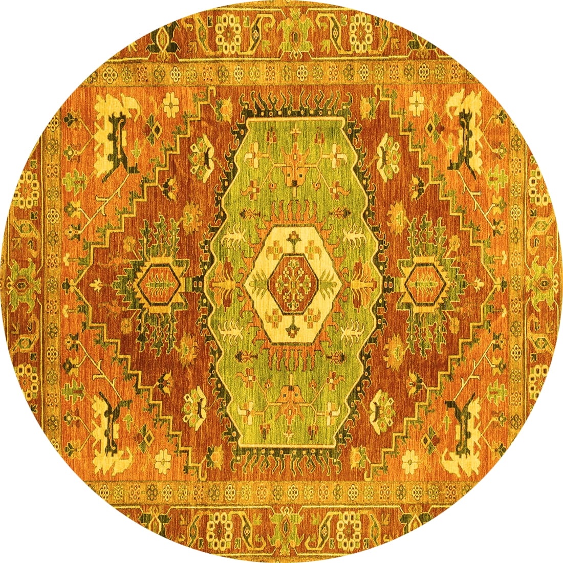 Ahgly Company Indoor Round Persian Yellow Traditional Area Rugs, 8 ...