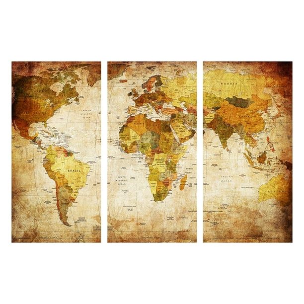 1 Set World Map Wall Pictures Wall Art World Map Pictures Living Room ...