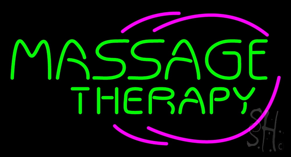 Green Massage Therapy LED Neon Sign 13 x 24 - inches, Black Square Cut ...