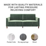 DHP Pin Tufted Transitional Futon, Light Green Velvet - Walmart.com