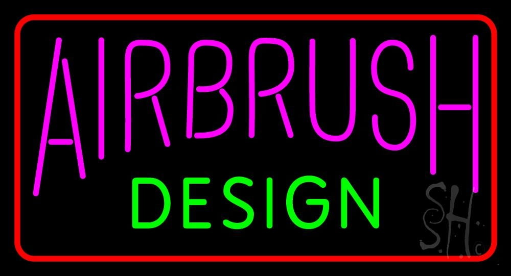 Pink Airbrush Design LED Neon Sign 13 x 24 - inches, Black Square Cut ...