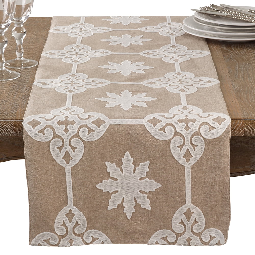 Fennco Styles Decorative Applique Design Baroque Cotton Table Runner ...