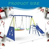 5 in 1 Metal Kids Swing Sets with Heavy Duty Outdoor A-Frame Metal ...