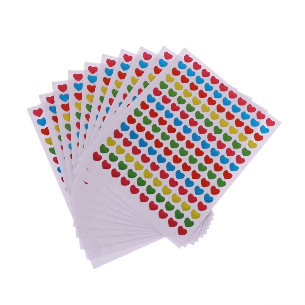 SUNRI 10 Sheets Heart Stickers Love Decorative Sticker Kids Envelopes ...