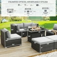 NICESOUL 9 Pcs Outdoor Furniture with Fire Pit Table, Wicker Sectional ...