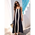 Women's Color Block Maxi Dress Sleeveless Striped Flowy Square Neck ...
