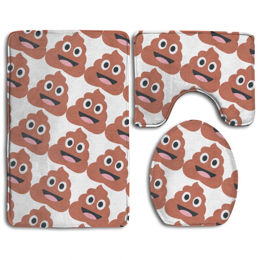 PUDMAD Cute Poop 3 Piece Bathroom Rugs Set Bath Rug Contour Mat and ...
