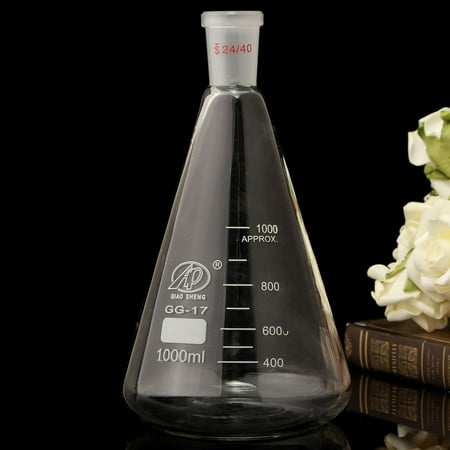1000ml,24/40,Glass Erlenmeyer Flask,1L,Conical Bottle,Lab Chemistry ...