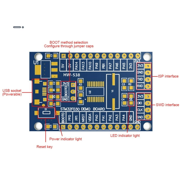 Tablero de aprendizaje del sistema central STM32F030F4P6 de 48 MHz ARM ...