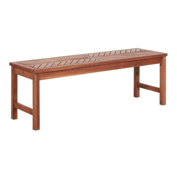 53" Modern Outdoor Wood Patio Dining Bench - Brown - Walmart.com