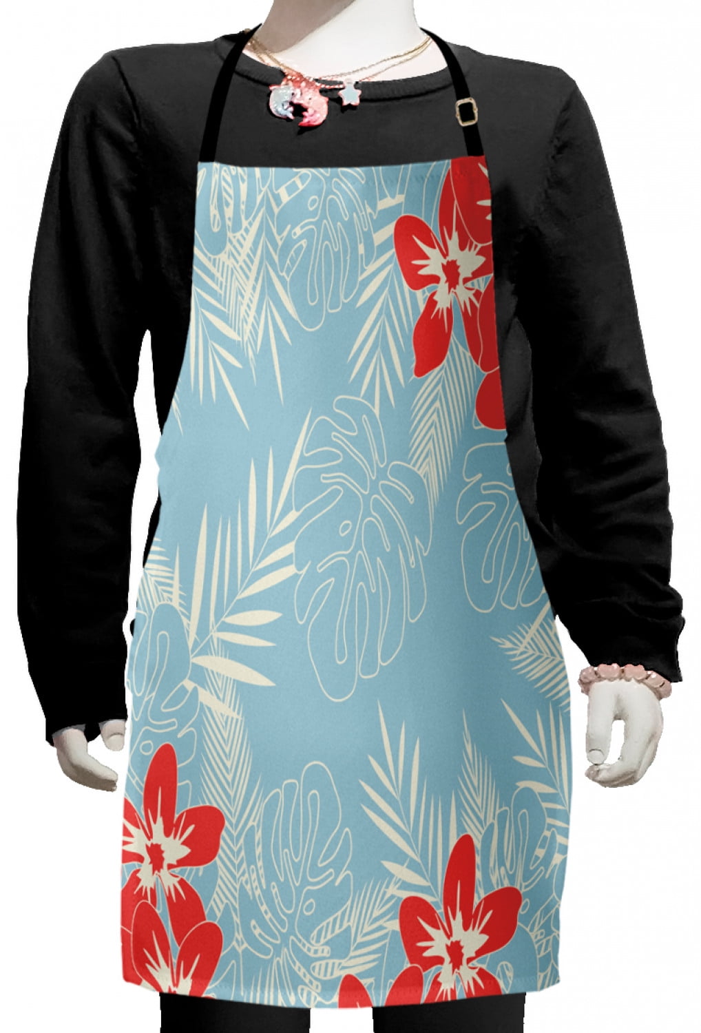 Exotic Kids Apron, Natural Themed Tropical Jungle Leaves Pattern ...