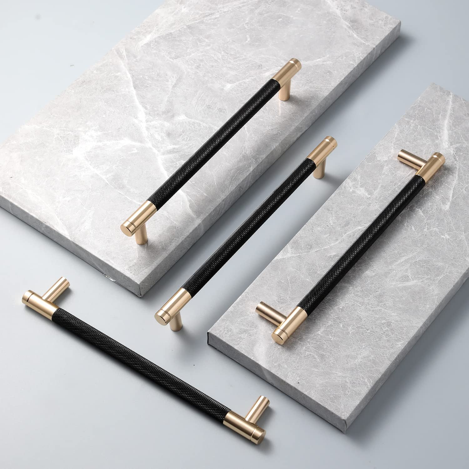 2 Pack 7 1/2 Inch 192 mm Barrel Cabinet Pulls Gold and Black Cupboard ...