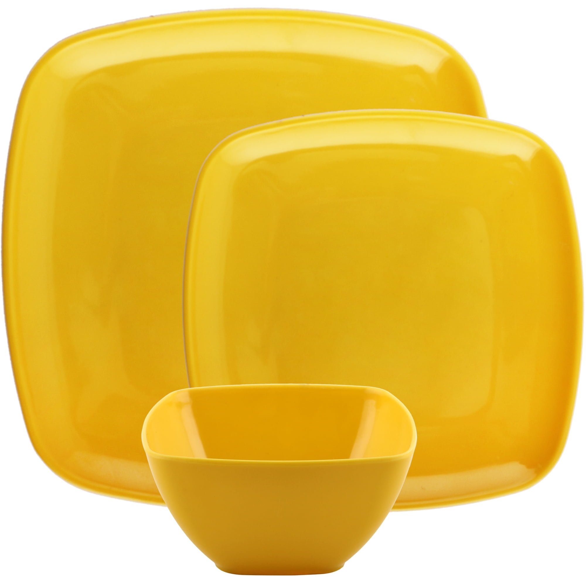 Melange 18 Piece 100 Melamine Square Dinnerware Set Squares Solidshatter Proof And Chip