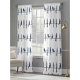 Birds on the Wire Blue Grey Sheer Curtains 2 Panels Set Sheer Window ...
