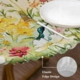 Floral Hummingbird Table Cloth, Round Fitted Tablecloths with Elastic ...
