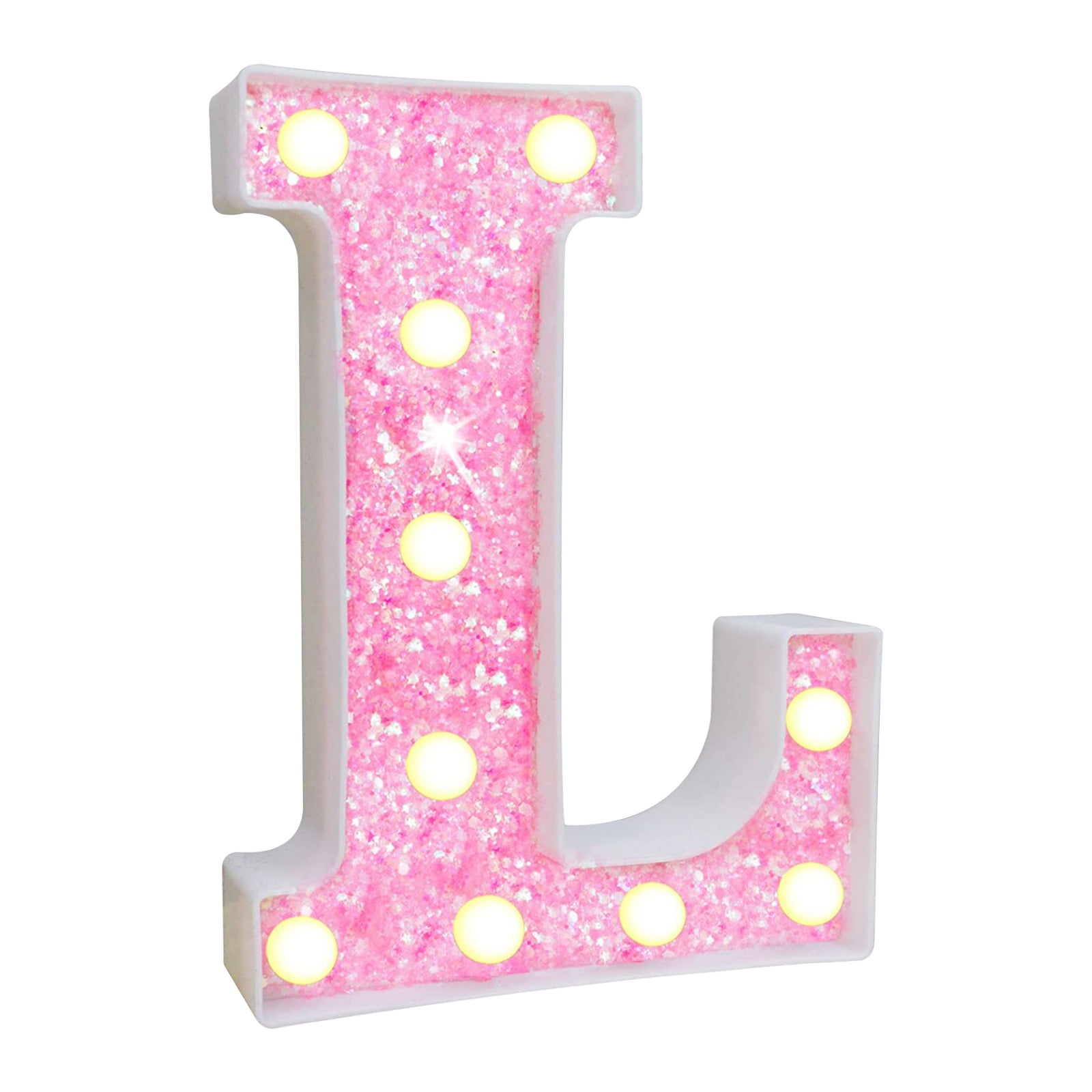 LED Letter Lights Sign Light Up Pink Letters Glitter Alphabet Letter ...