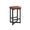 Brown Counter Height Bar Stools Set Of 2, 24.6 Upholstered Backless ...
