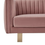 Armen Living Delilah Modern Velvet Square Arm Sofa in Blush Pink/Gold ...