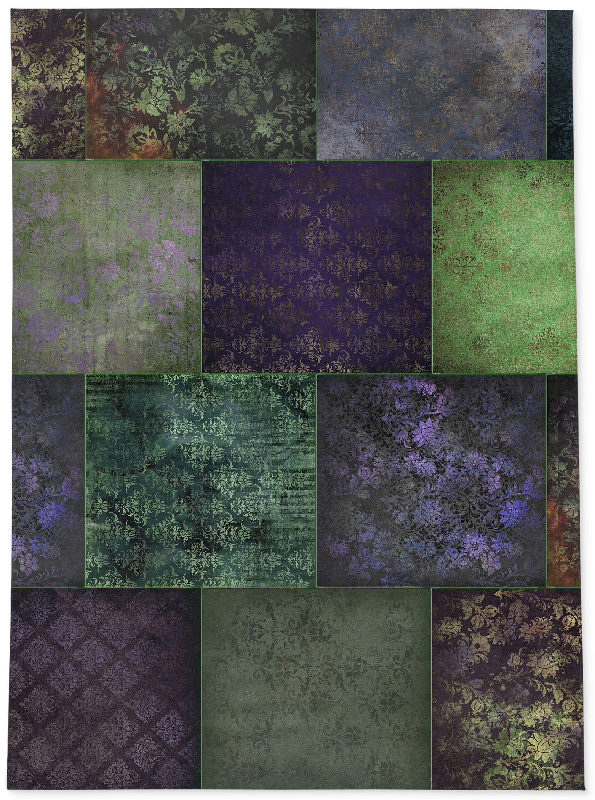 ECLECTIC BOHEMIAN PATCHWORK GREEN AND PURPLE Outdoor Rug By Kavka ...