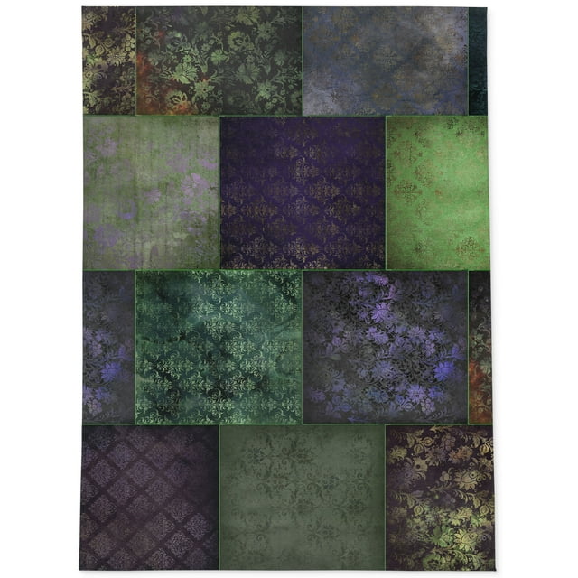 ECLECTIC BOHEMIAN PATCHWORK GREEN AND PURPLE Outdoor Rug By Kavka ...