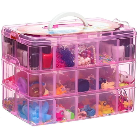 Stackable Plastic Storage Box with Handle,Large 3 Layer 30 Adjustable ...