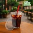 EcoQuality Clear PET Cup Lids, 12-24oz, Durable, 98mm, Straw Slot, 50 ...
